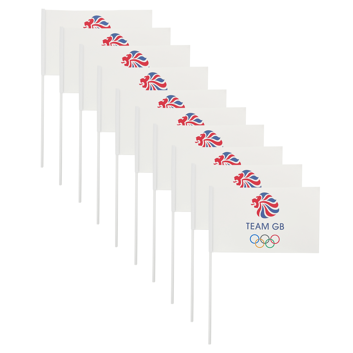 Team GB Supporters White Icon Handwaver Flag x 10 Pack